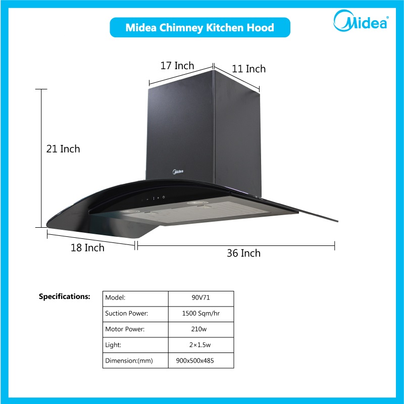 Midea Kitchen Chimney Hood 90V71 – Air Care
